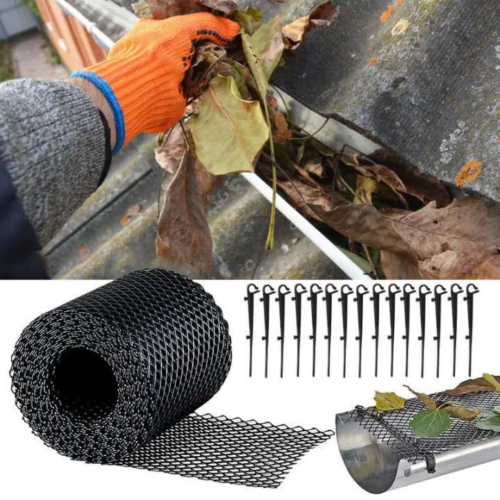 Plastic Mesh Gutter Protector Shelter Leaf Re-sidue Prevent Leaves Or ...