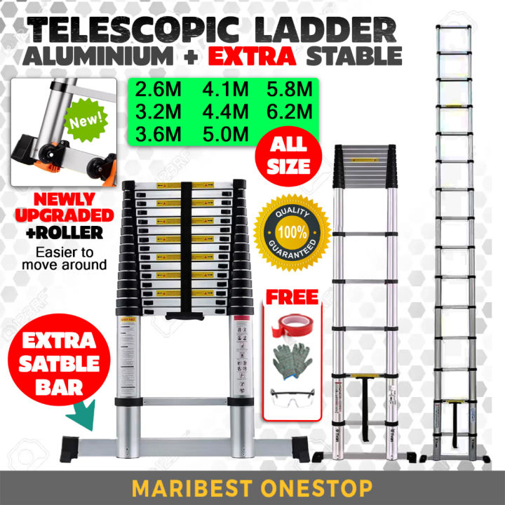 Aluminium Telescopic Ladder Heavy Duty Foldable Ladder Tangga Lipat ...