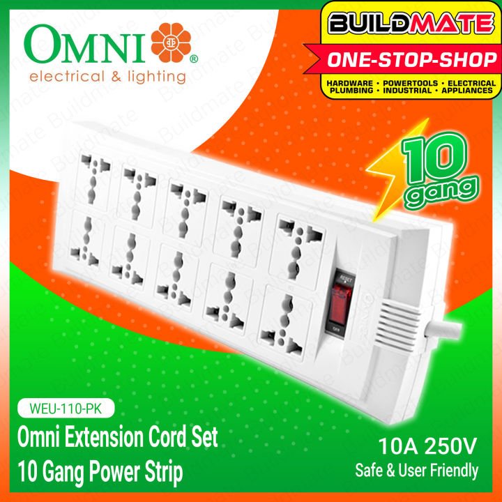 BUILDMATE Omni Heavy Duty Extension Cord Set 10 Gang Socket Outlet with ...