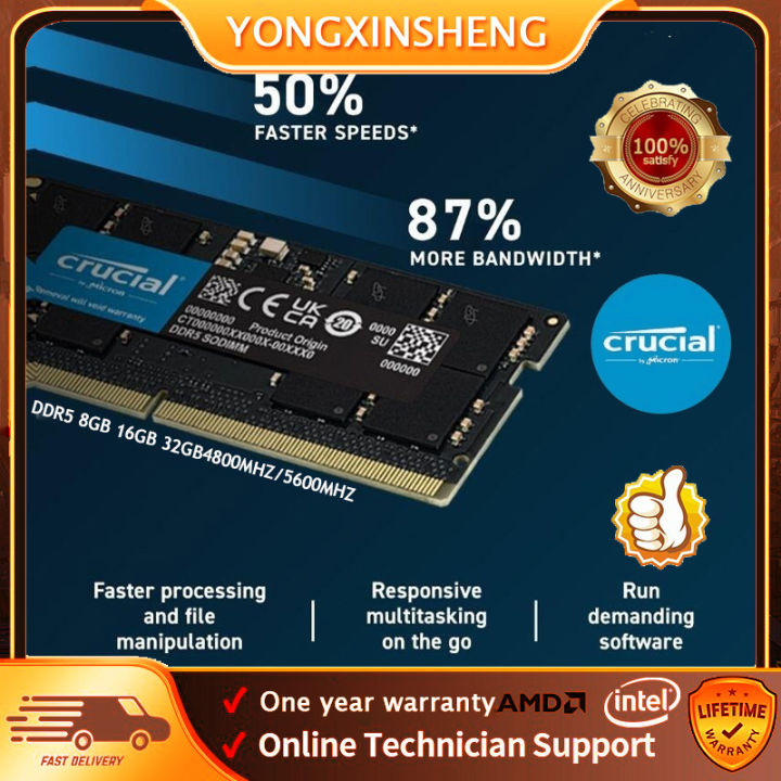 DDR5แรมแล็ปท็อป4800/5600Mhz 1.1V หน่วยความจำโน้ตบุ๊ค RAM สำหรับเล่นเกม ...