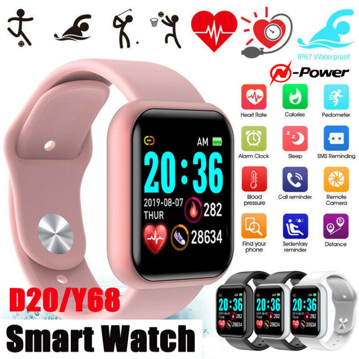 [In Stock] N-Power D20 Y68 Waterproof Macaron Smart Watch 24 hours ...