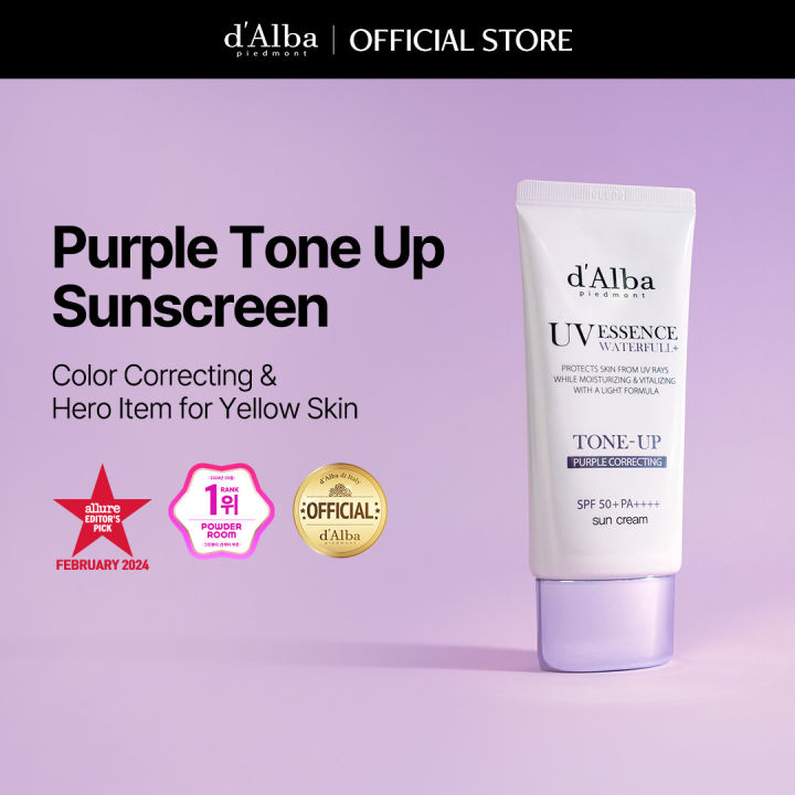 [D'ALBA OFFICIAL] Waterfull Purple Tone-up Sunscreen 50ml, Vegan, SPF ...