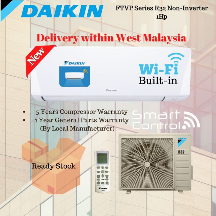 Daikin Air Conditioner 1Hp Non Inverter Wall Mounted Built-in Wifi Smart Control R32 Aircond FTV ...
