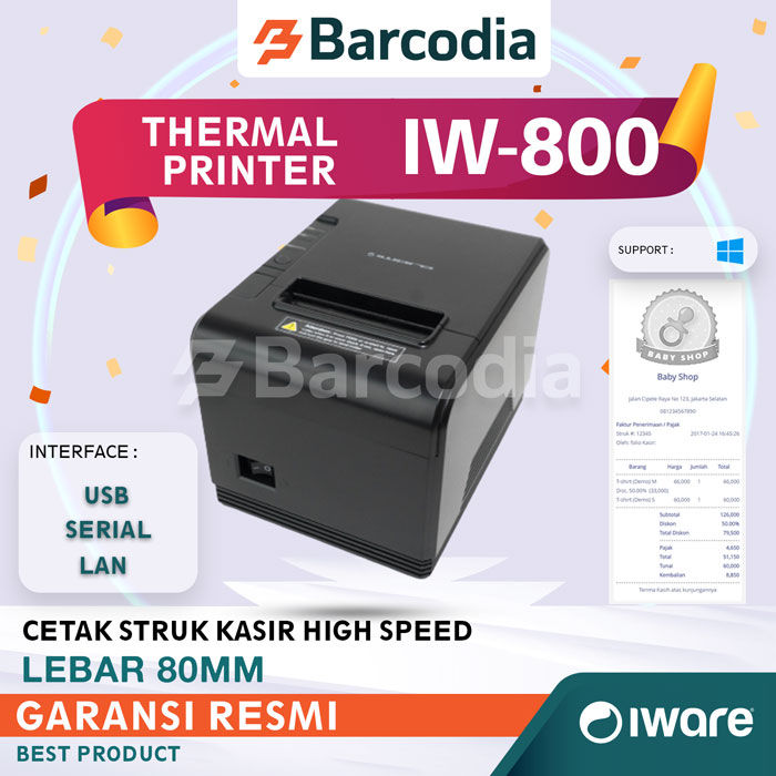 Printer IWARE IW-800 PRINTER THERMAL KASIR Auto Cutter High Speed ...
