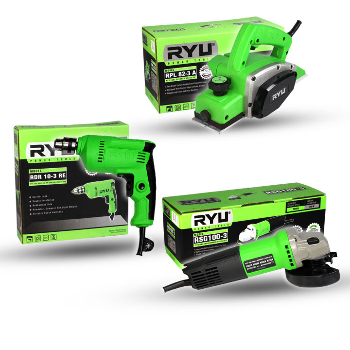 PRODUK MURAH DAN AWET!! PAKET 3 ITEM PLANER RYU + GERINDA + MESIN BOR ...