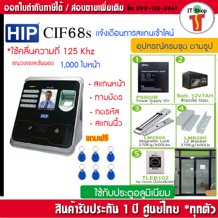 HIP CMIF68S เครื่องสแกนใบหน้า ลายนิ้วมือ ทาบบัตร ID Card 125KHz บันทึกเวลาการทำงาน ส่งไลน์ พร้อม ...