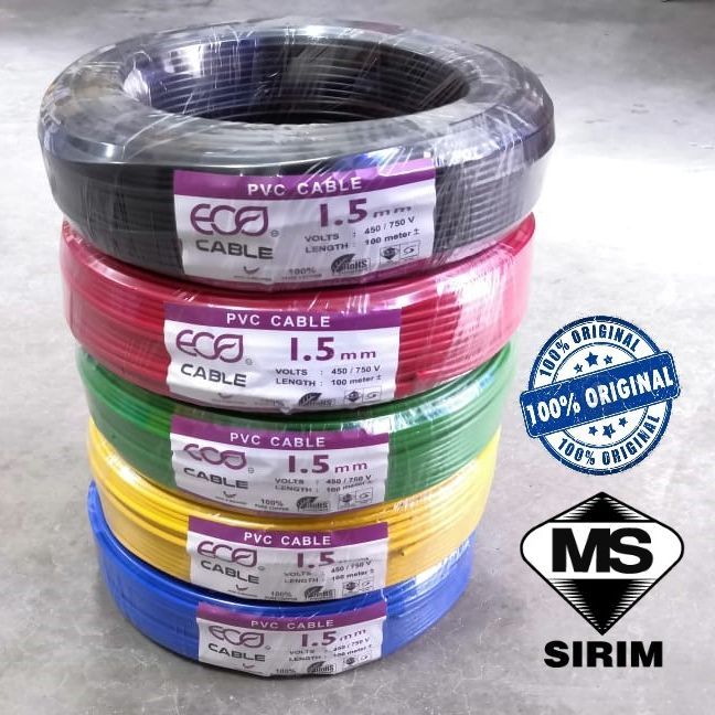 100% PURE COPPER + SIRIM APPROVED ECO 1.5MM PVC Insulated Cable, Made ...