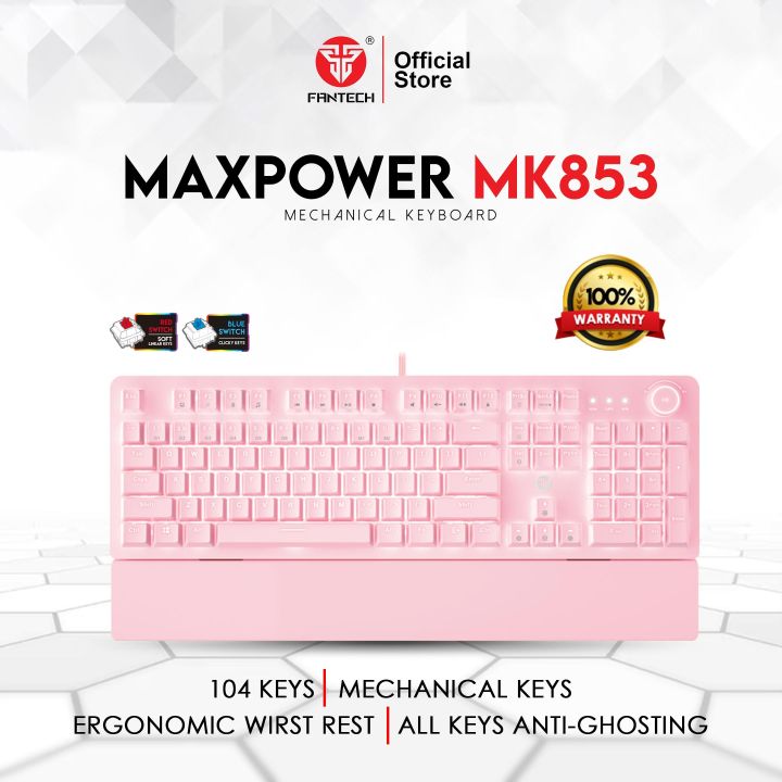 FANTECH MK853 MAXPOWER MECHANICAL KEYBOARD SAKURA EDITION (RED SWITCH/BLUESWITCH) | Lazada PH