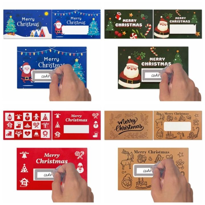 DAWEIF 50 Pcs Opaque Coating Christmas Scratch Off Cards Santa and Tree ...