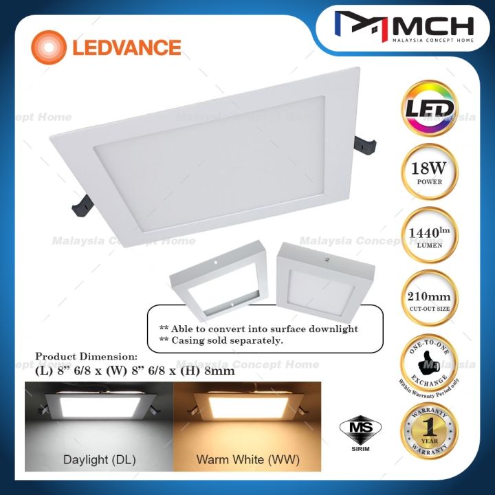 OSRAM LEDVANCE 15W/18W 6"/8" ROUND/SQUARE LED ECO SLIM DOWNLIGHT | Lazada