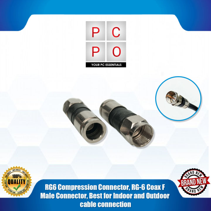RG6 Compression Connector, RG-6 Coax F Male Connector, Best for Indoor ...