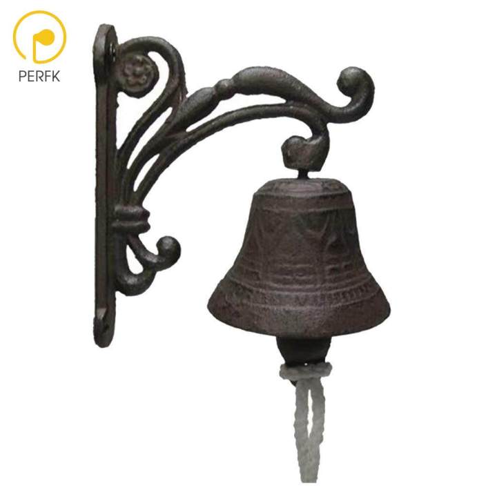 Perfk Cast Iron Wall Hanging Bells Bracket Mounts Bell Decor for ...