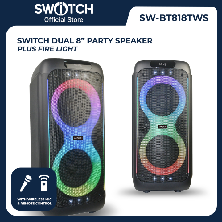 Switch Dual 8" Portable 5.0 TWS Bluetooth TWS Karaoke Party Speaker ...