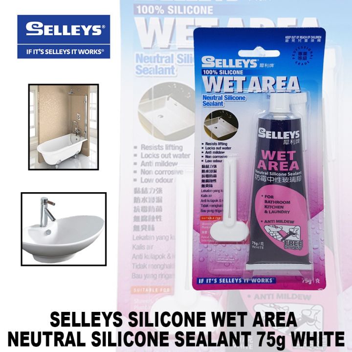 SELLEYS Silicone Wet Area Neutral Silicone Sealant 75g White | Lazada ...