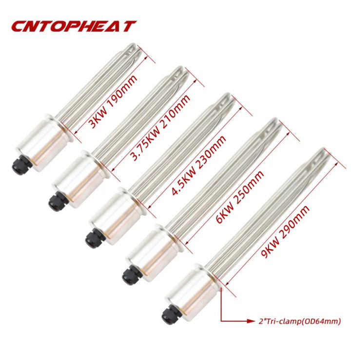 2"Tri-clamp(OD64) 220V/380V SUS304 Electrical Heating Element Immersion ...