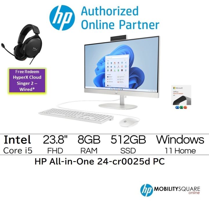 HP All-in-One 24-cr0025d PC [ Core i5/8GB/512SSD/Win11 ] | Lazada