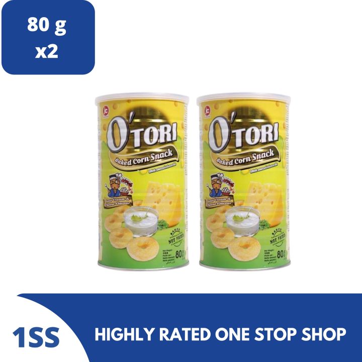 O'Tori Baked Corn Snack Sour & Cream & Cheese Flavor, 80g set of 2 ...