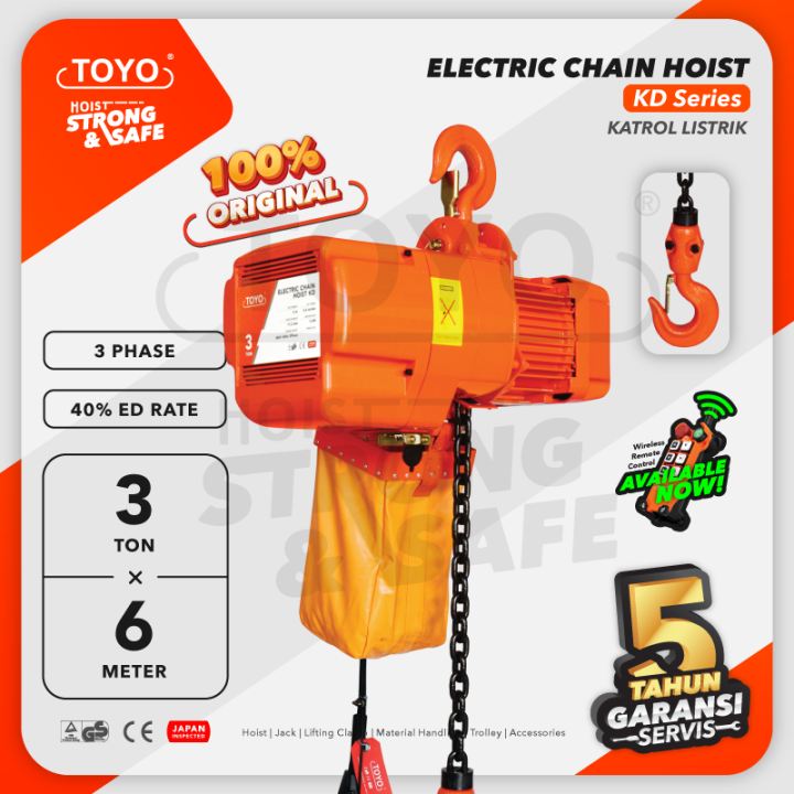 TOYO Electric Chain Hoist 3 Ton x 6 Meter KD Series | Lazada Indonesia