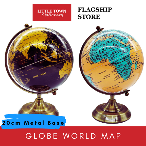 Geographical Globe World Map 360° Degree Rotating Globe Metal Base ...