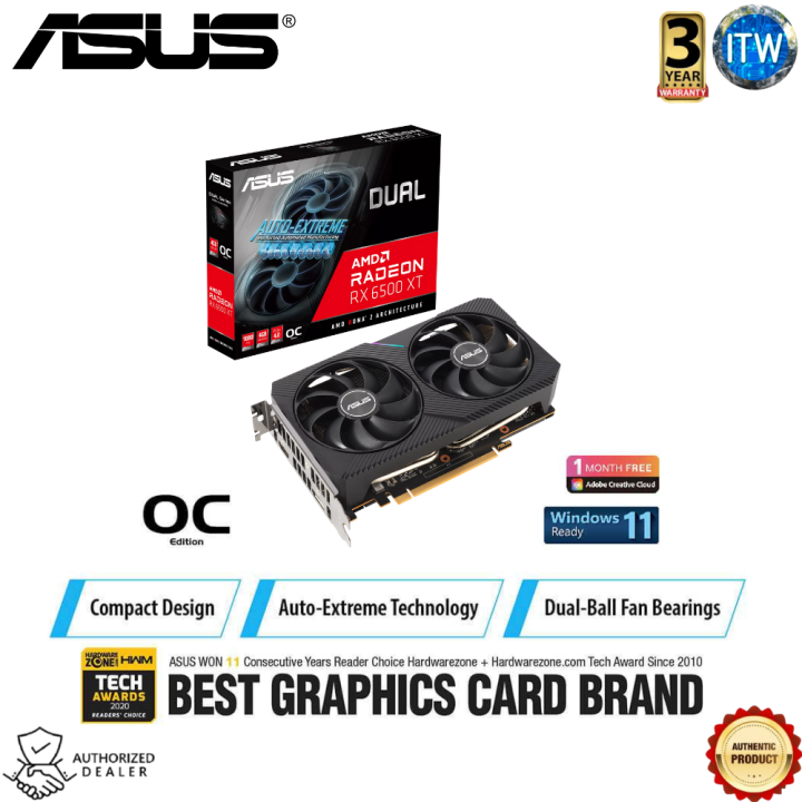 ASUS Dual Radeon™ RX 6500 XT OC Edition 4GB GDDR6 Graphic Card (DUAL ...