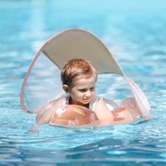 Baby swimming ring with ceiling, inflatable floating pool, swan toy ...