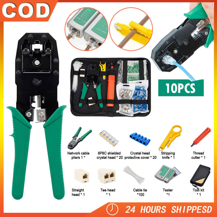 Original RJ45 RJ11 Crimper Lan Network Internet Cabling Hand Tools Kit ...