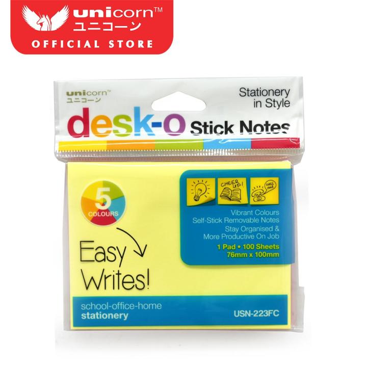 Unicorn Stationery Multi Colour Sticky Stick Note 76MMX100MM USN-223FC ...