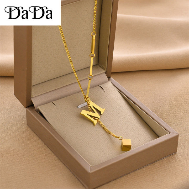 Original 18K Saudi Gold Pawnable M Letter Pendant Necklace Female ...