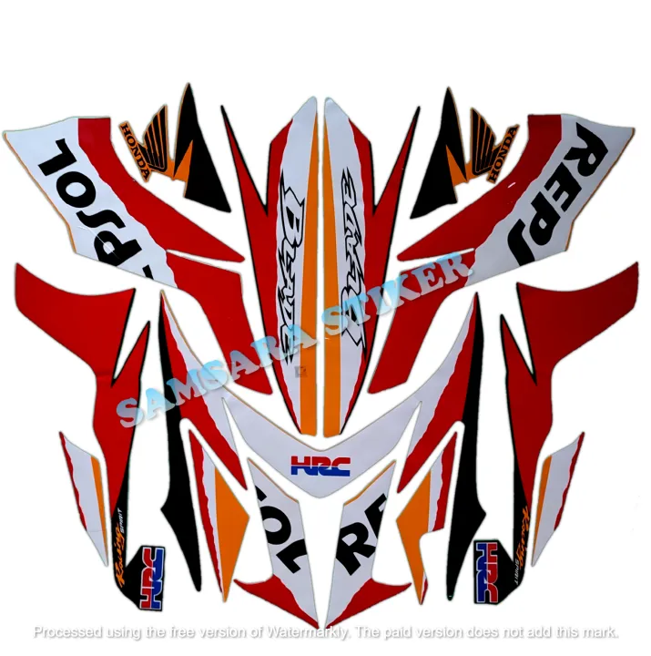 STICKER STRIPING MOTOR HONDA BLADE REPSOL 110 2011 HRC STANDAR FULL SET ...