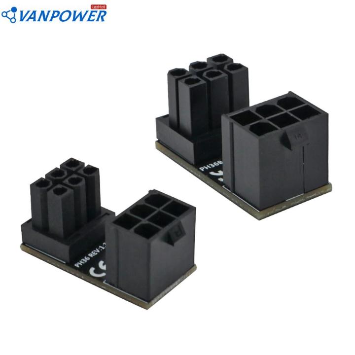 (Ready) 2x 180 Degree Angled Connector Graphics Card ATX 6 Pin Power ...