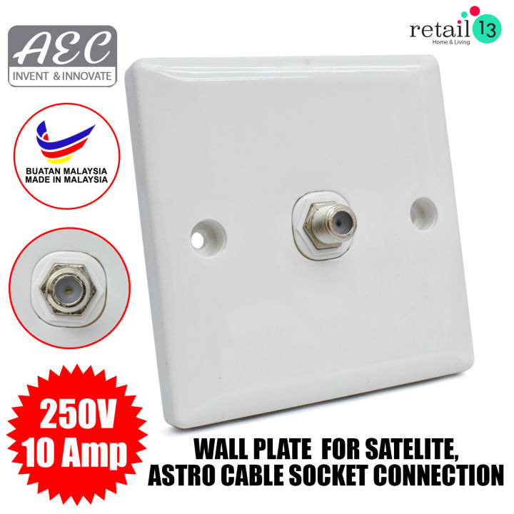 AEC SINGLE PORT SWITCHES SOCKET WALL PLATE MOUNT FEMALE (F) TYPE COAX ...