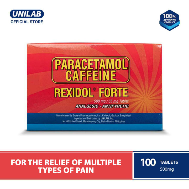 Unilab Rexidol Forte 100 Tablets Paracetamol + Caffeine - Mas Bilis ...