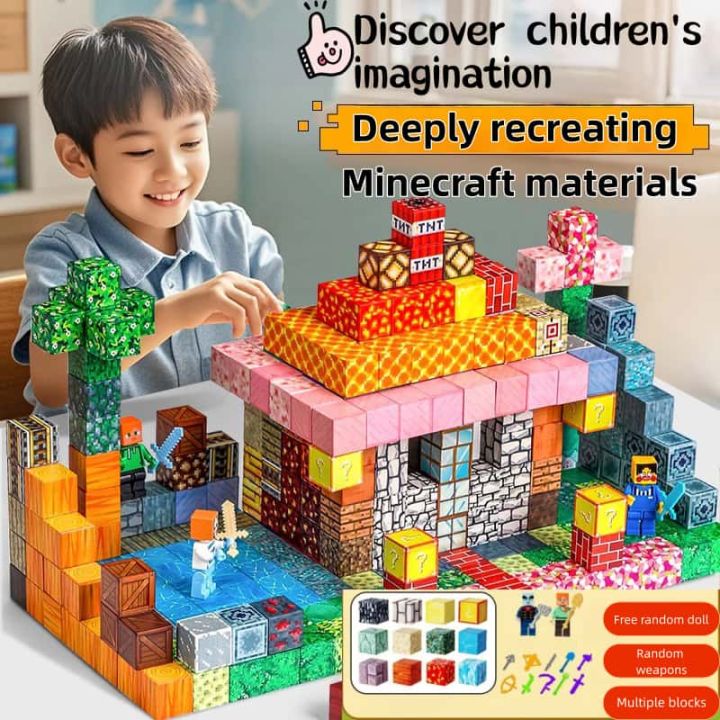 Minecraft Building Blocks Set for Kids Strong Magnetic Educational Toy ...