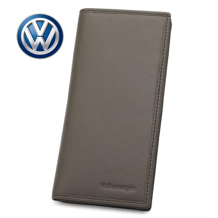 VOLKSWAGEN GENUINE LEATHER RFID LONG WALLET VWW 125-1 BROWN | Lazada