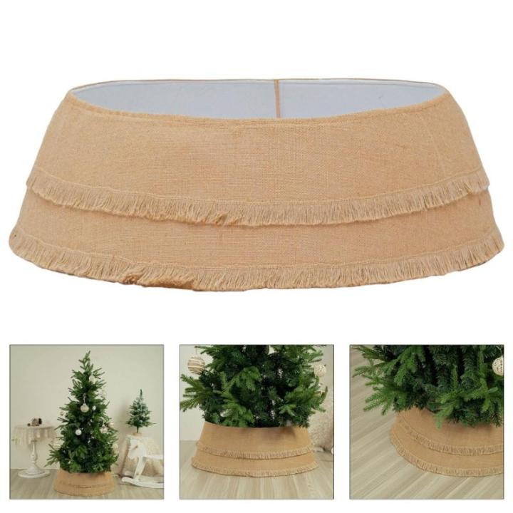 Natural Texture Burlap Christmas Tree Base Cover Conceals Stand Quick ...