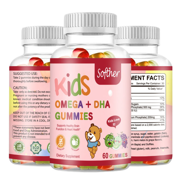 Softher OMEGA + DHA Kids Gummies Helps Improve Memory B-vitamins For ...