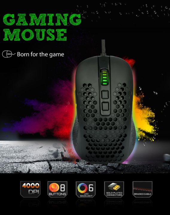 E-element X-19 Gaming Computer Mouse Gamer RGB 4000 Max DPI X-19 ...