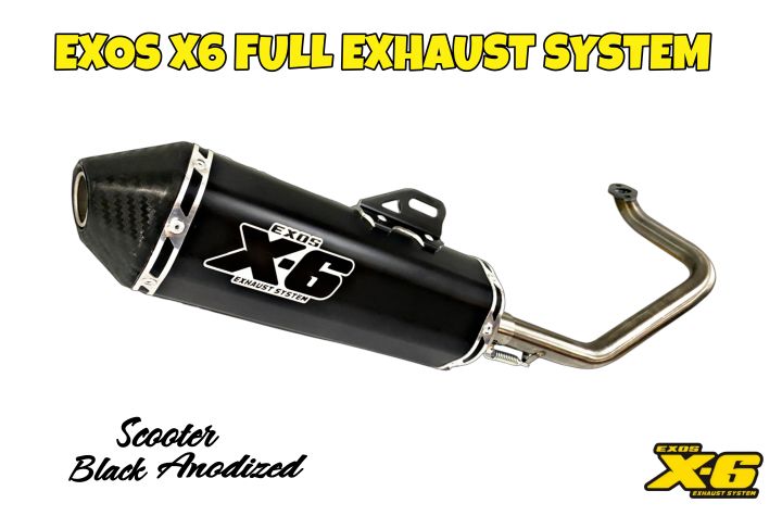 EXOS X6 FULL EXHAUST SYSTEM for SCOOTER ( BLACK) | Lazada