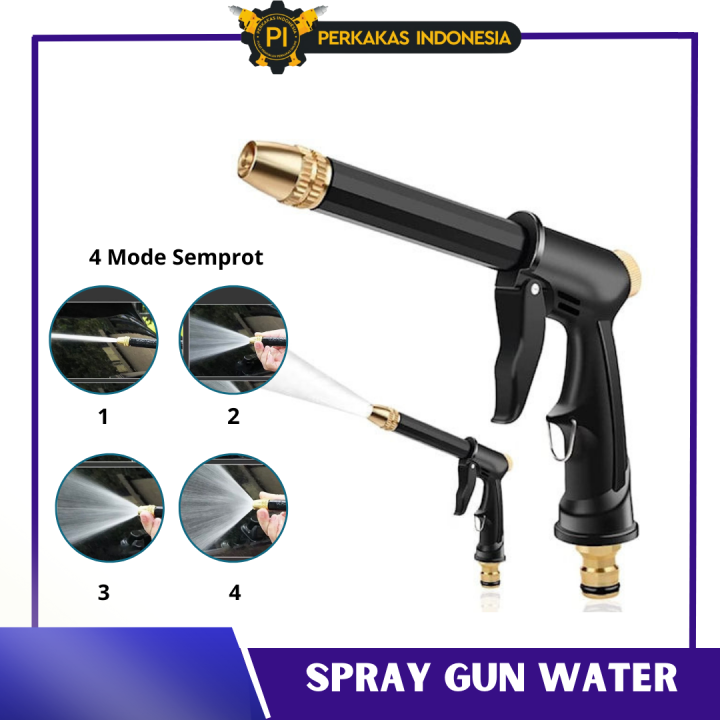 Kepala Semprotan Air 4 Mode Hose Nozzle Spray Gun Pistol Semprot Cuci ...