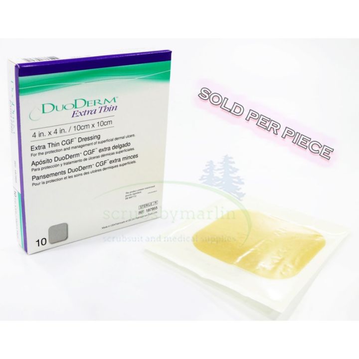 DUODERM Extra Thin 4in x 4in / 10cm x 10cm Hydrocolloid Dressing 【1pc ...