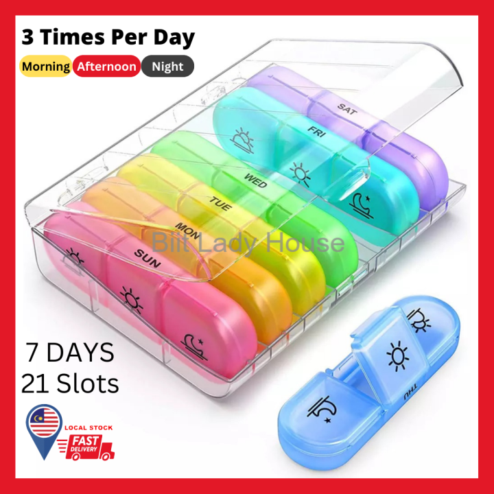 (READY STOCK) Weekly Pill Organizer Bekas Ubat 3 Times a Day Portable ...