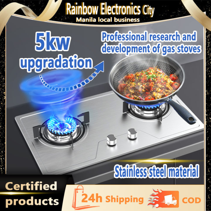 Stainless steel built-in double burner gas cooker household automatic ...