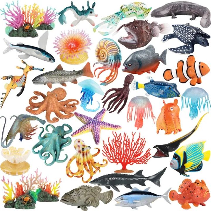 Lifelike Marine Animal Figurine Octopus Stingray Jellyfish Coral Sea ...