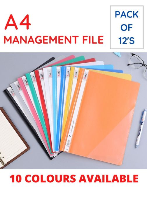 [ PACK OF 12'S ] A4 BILI A320 PP MANAGEMENT FILE ( 10 COLOURS AVAILABLE ...
