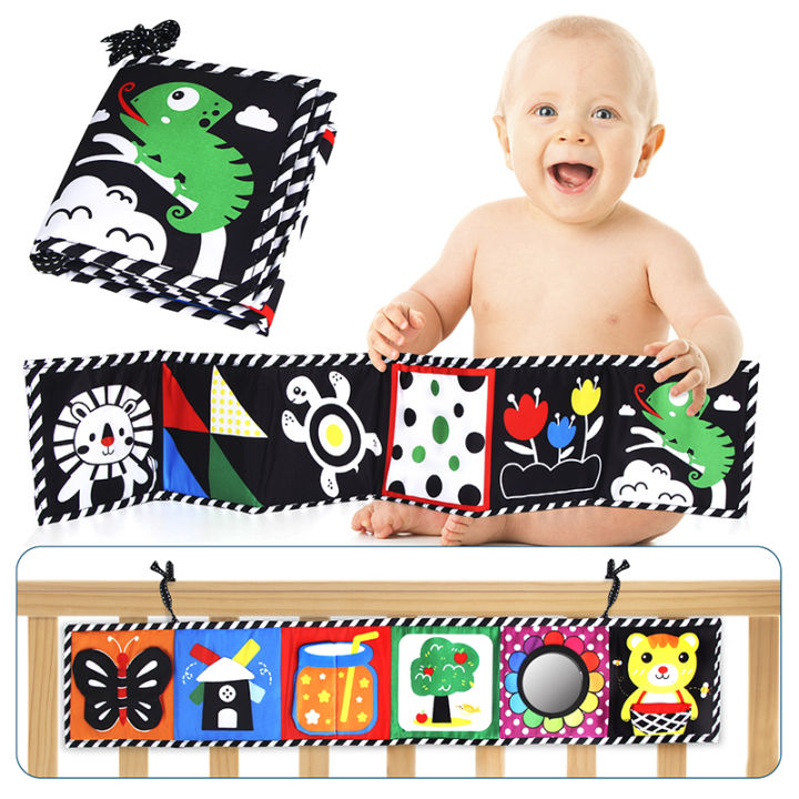 Baby High Contrast Soft Animal Cloth Book Black and White Book Crib ...