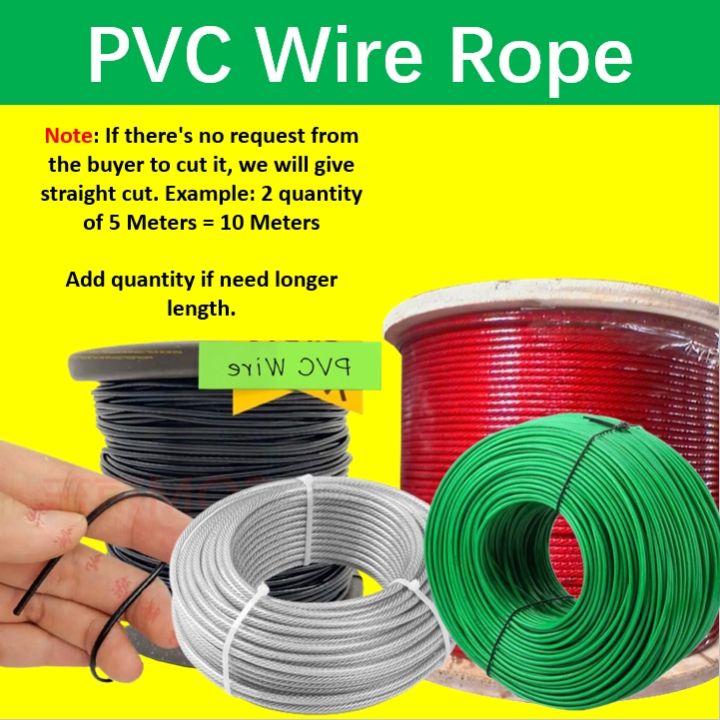 MAGO 10-15 Meters PVC Wire Rope Plastic Coated Galvanized Steel Wire ...