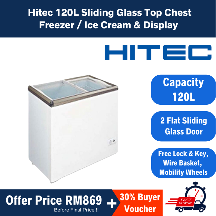 HITEC 120L Sliding Glass Top Chest Freezer HFZ-C189GT / Ice Cream ...