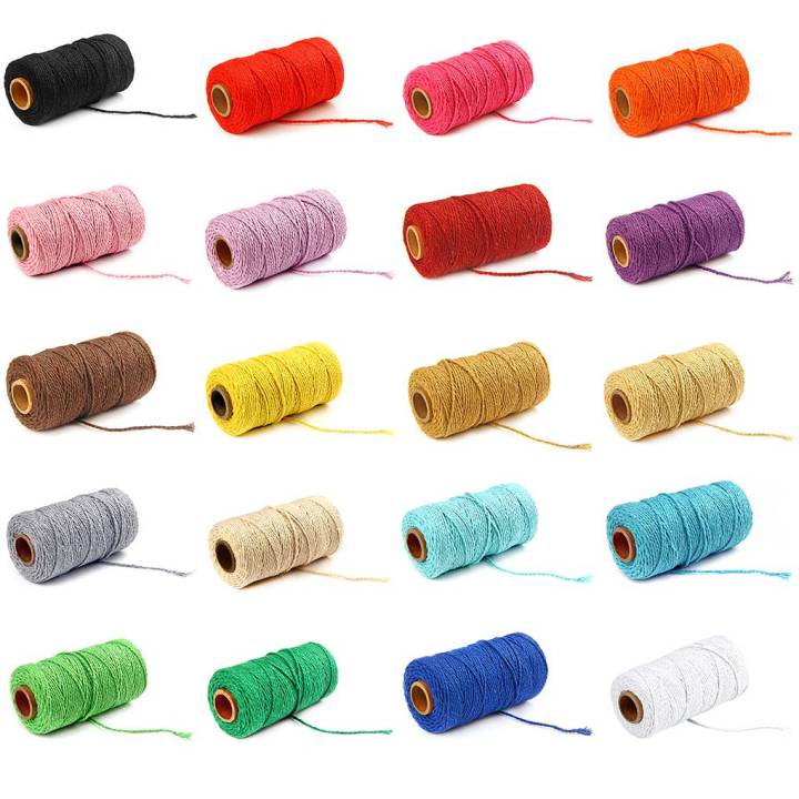 2mm Macrame Rustic 100m Rope Colorful Cotton Twisted Cord String DIY ...