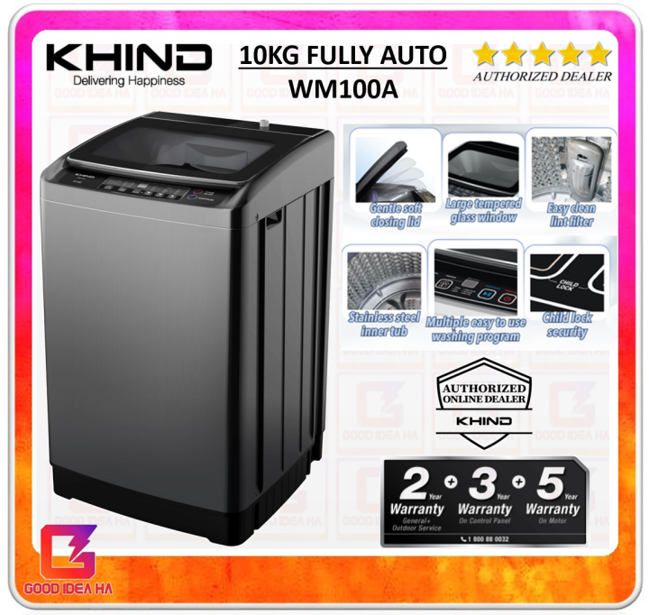 KHIND 10KG WM100A FULLY AUTO WASHING MACHINE MESIN BASUH 洗衣机 | Lazada