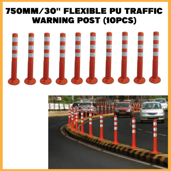 750MM /30'' DELINEATOR REFLECTIVE PVC WARNING POLE POST WITH SCREW-10PC ...